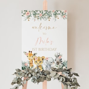 Editable Safari Animal Welcome Sign, Jungle Party Animal Welcome Poster ...
