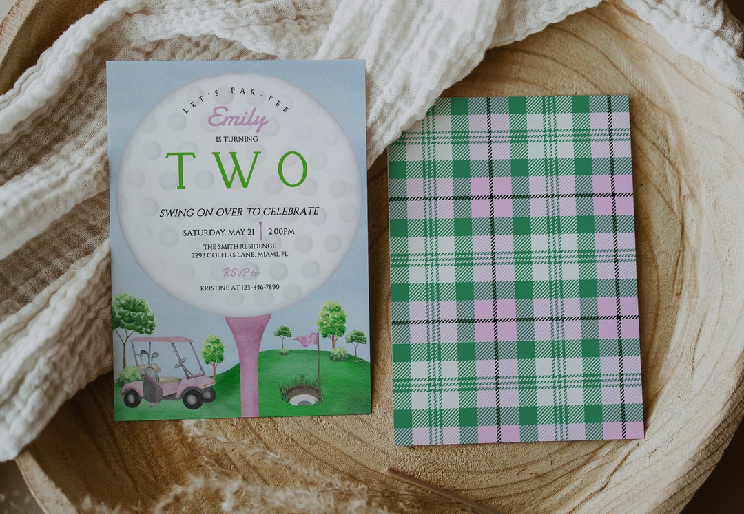 Pink Golf 2nd Birthday Invitation, Girl Par-tee (digital Download) BB3 - Etsy