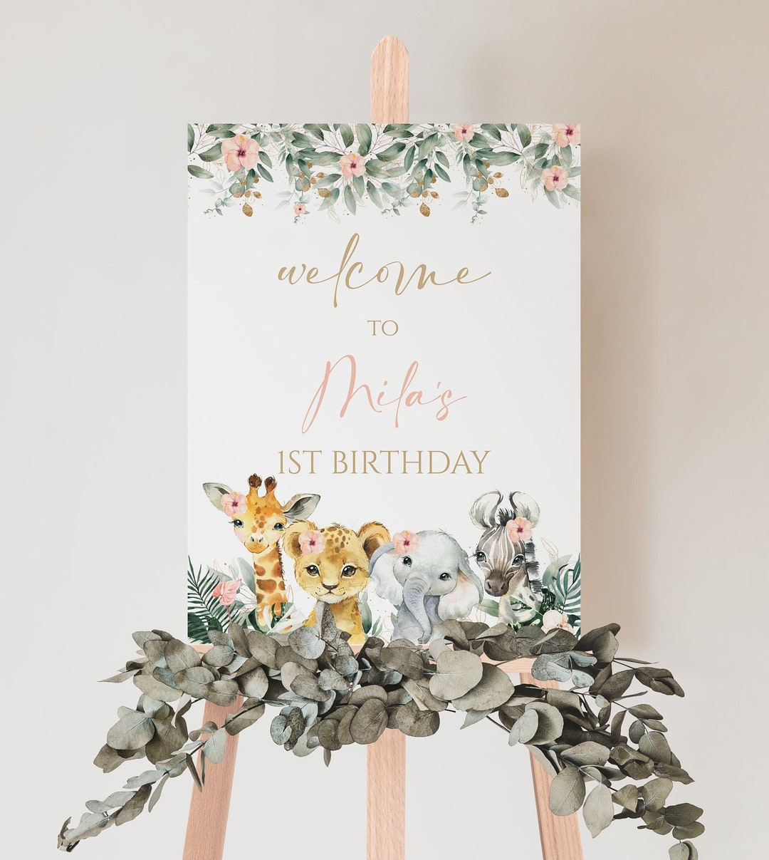 Editable Safari Animal Welcome Sign, Jungle Party Animal Welcome Poster ...