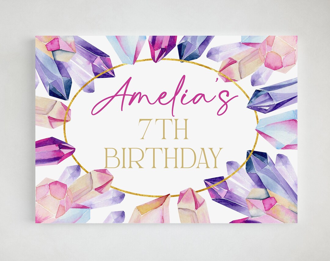 Crystal Gemstone Birthday Backdrop, Geode Poster, Colorful Crystal ...