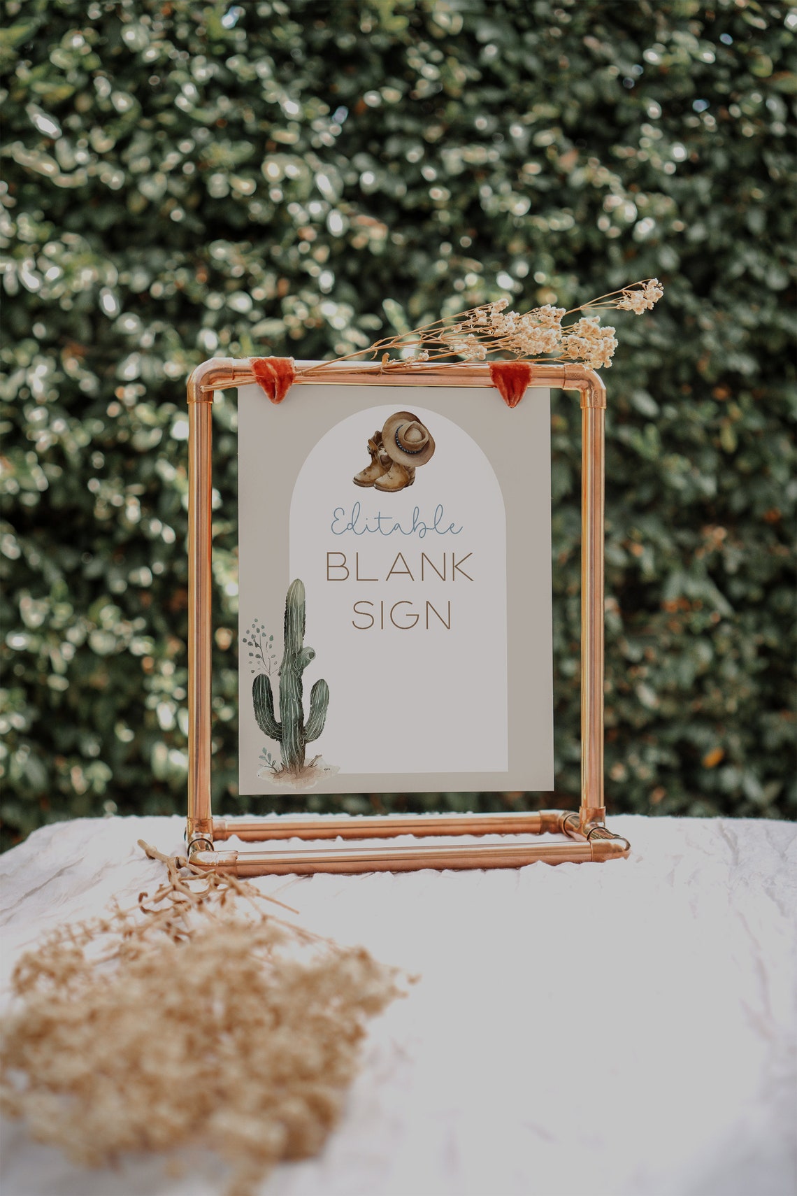 Cowboy Party Sign Template, Western Cactus Decor (editable, Digital ...