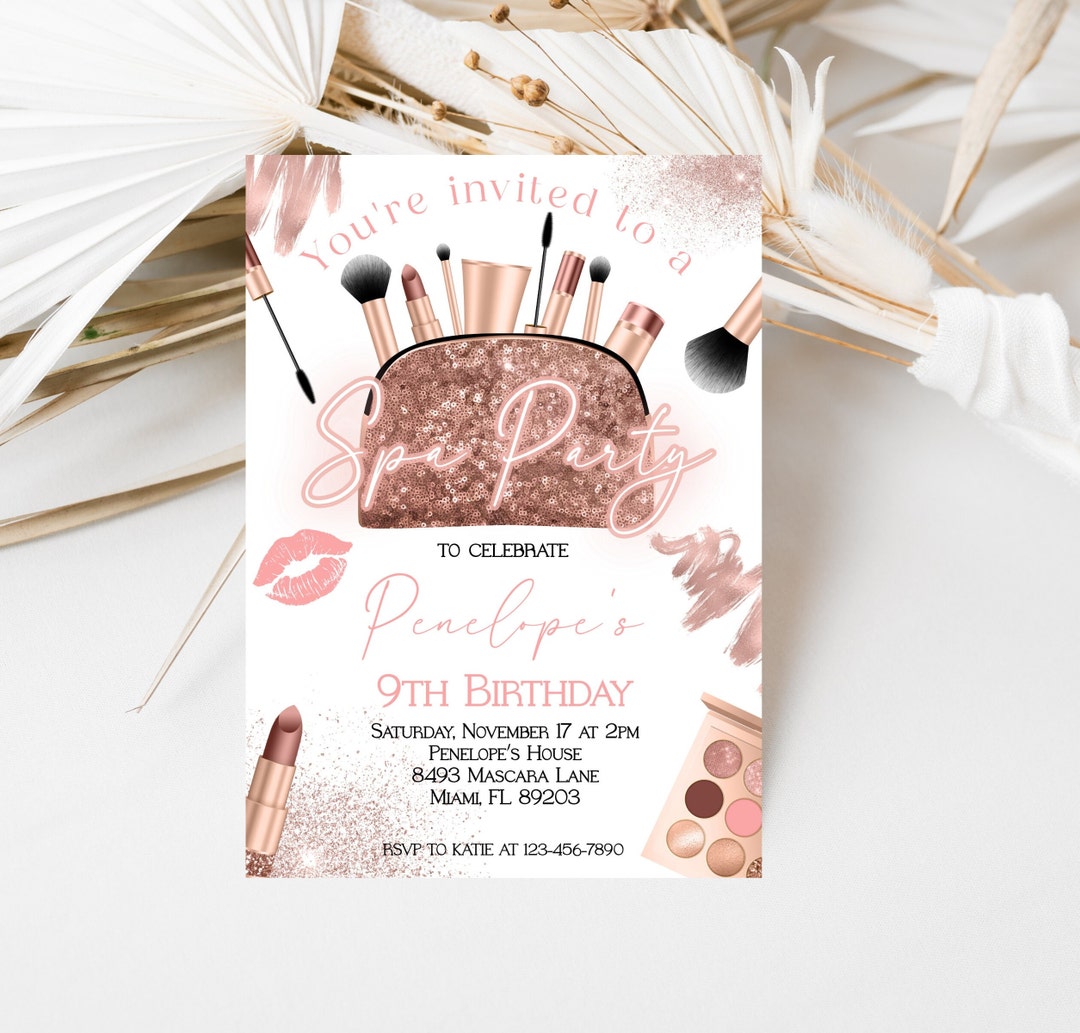 Spa Party Birthday Invitation, Glam Party Invite, Makeup Party ...