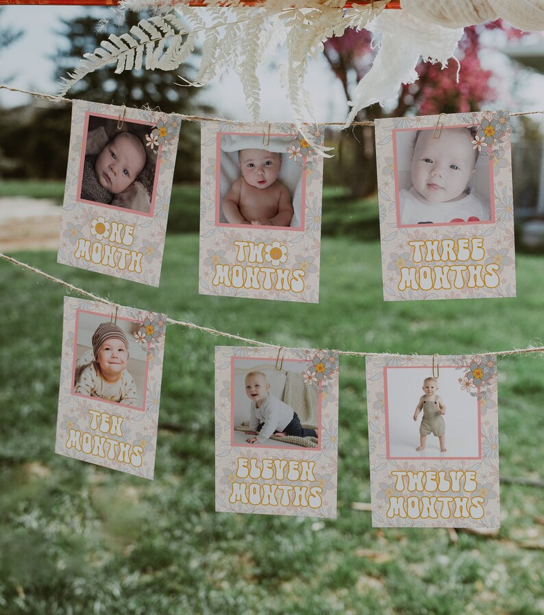 Editable Groovy One 12 Month Photo Banner Printable Groovy - Etsy