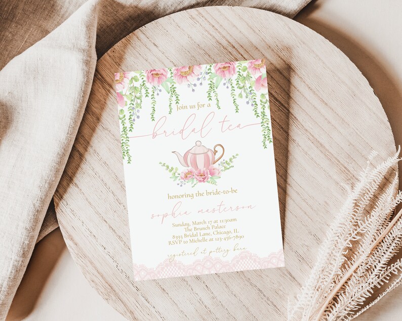 Editable Bridal Tea Invitation Template Spring Floral Tea - Etsy