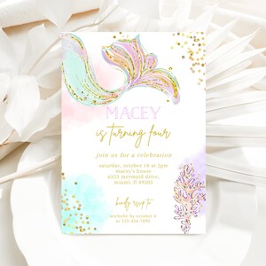 Editable Pastel Mermaid Birthday Party Favor Tag Template, Colorful ...