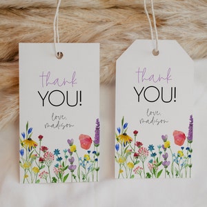 Editable Wildflower Birthday Party Favor Tag, Wildflower First Birthday ...