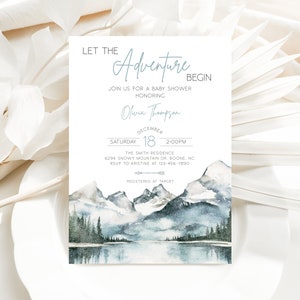 Editable Mountain Adventure Baby Shower Welcome Sign, Woodland Baby ...