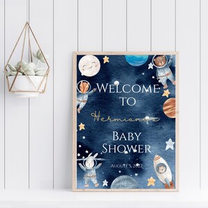 Space Baby Shower Welcome Sign, Printable, Space Welcome Banner, Baby ...