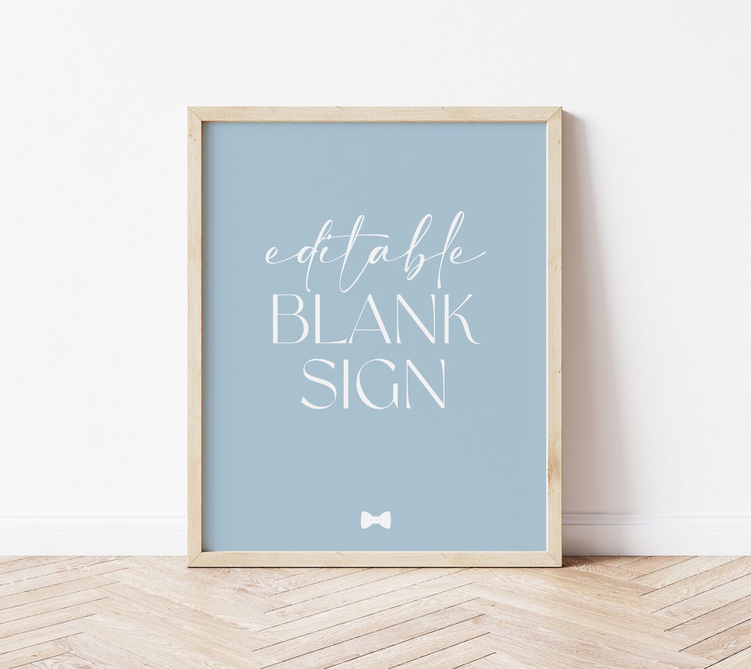 Editable Slate Blue Minimalist Blank Sign Template, Simple Blank Sign ...