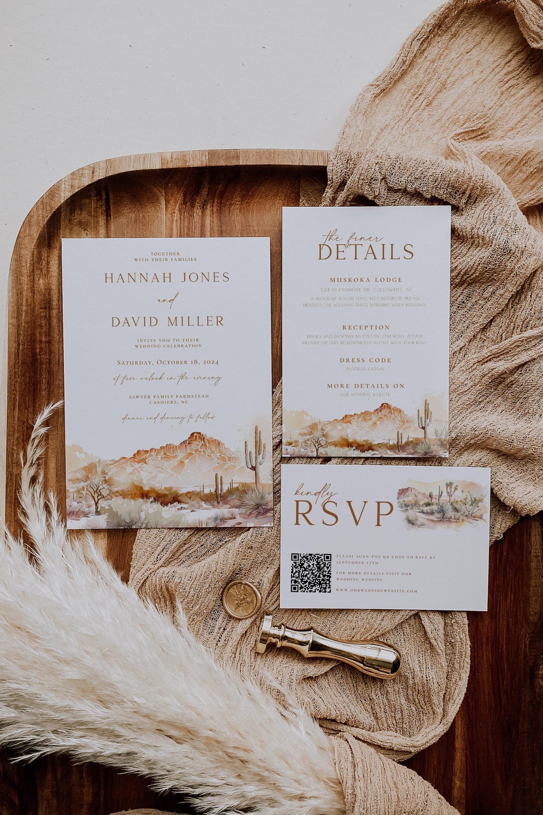 Southwestern Desert Wedding Invitation Suite, Arizona Wedding Invite ...