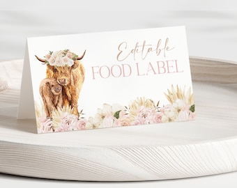 Buffet Food Card Tent Style Printable Buffet Food Label Boho - Etsy