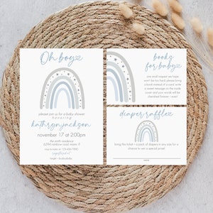 Editable Boho Rainbow Baby Shower Blank Sign Blue Boho - Etsy