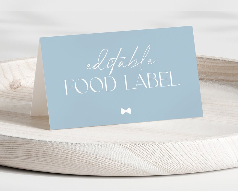 Editable Slate Blue Minimalist Food Label Simple Food Tent - Etsy