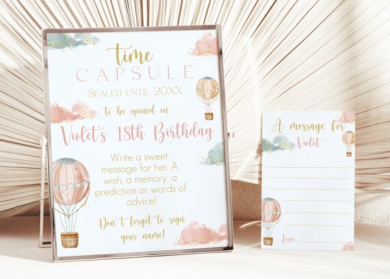 Editable Hot Air Balloon Time Capsule Template up up and Away - Etsy