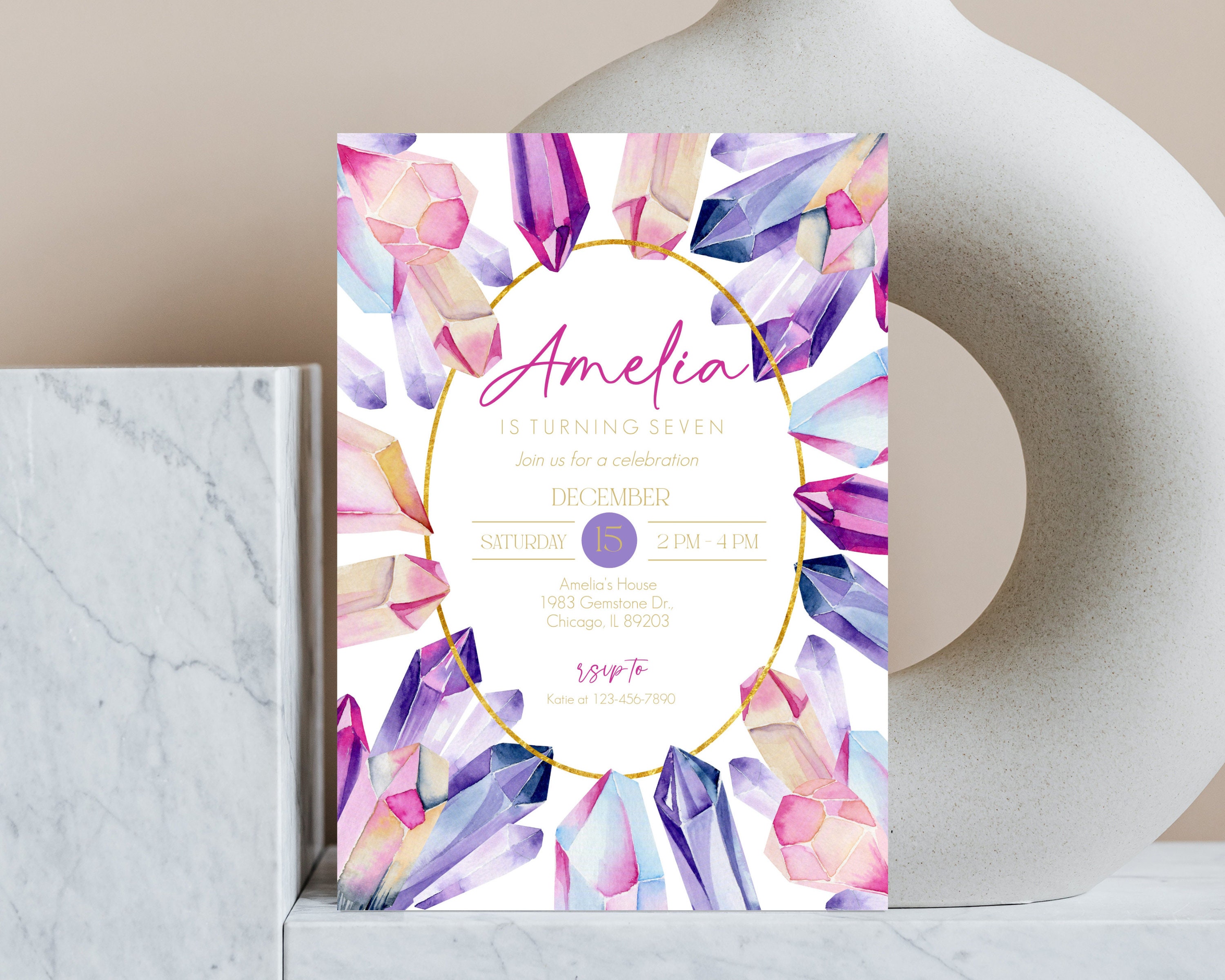 Crystal Gemstone Birthday Invitation Geode Birthday - Etsy Australia