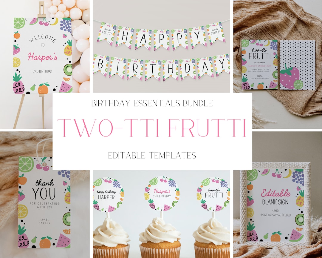 Two-tti Frutti Birthday Invitation, Tropical Fruit Party Decor (instant ...