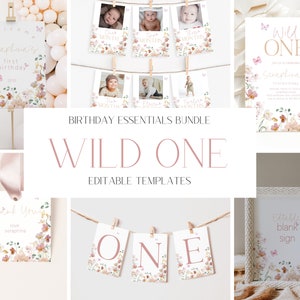 Editable Wildflower First Birthday Milestone Poster, Floral 1st ...