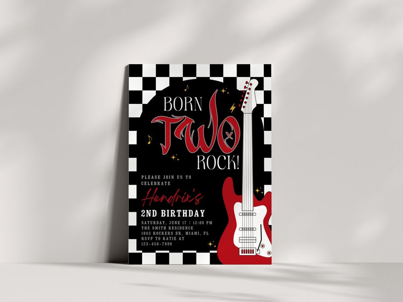 Rock and Roll Birthday Thank You Tag, Guitar Favor Tag (digital) BB12 ...