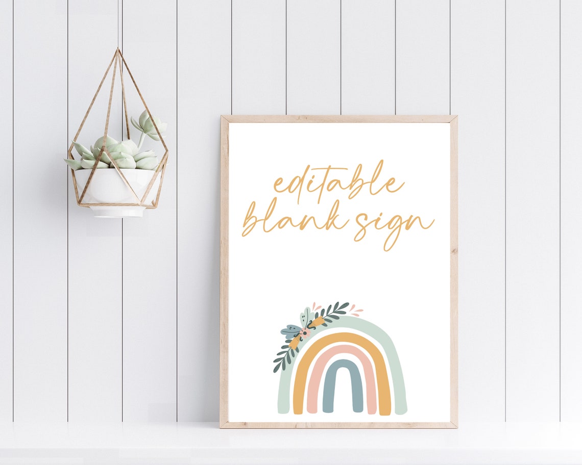Editable Pastel Boho Rainbow Birthday Invitation Girl 1st - Etsy