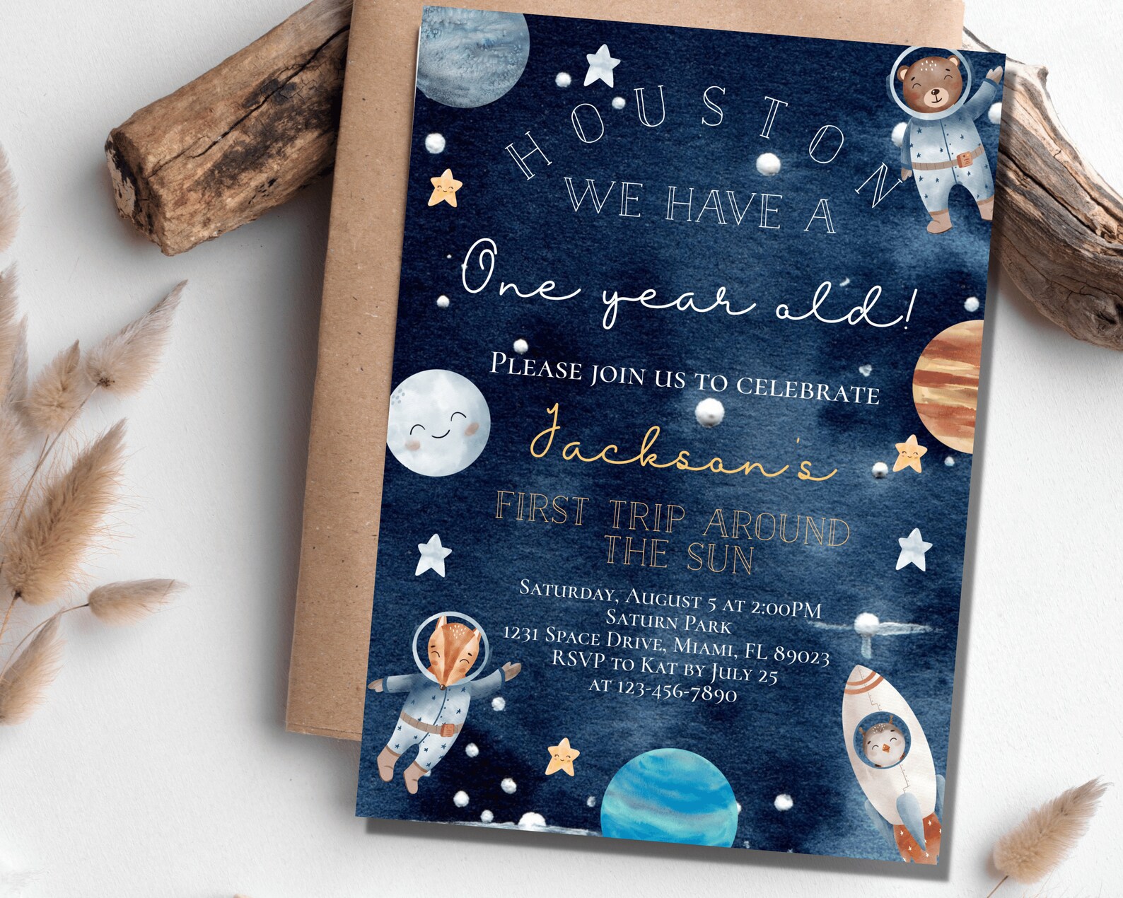Space First Birthday Invitation 1st Birthday Invite INSTANT - Etsy