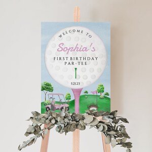 Editable Pink Golf Hole in One Birthday Invitation, Golf First Birthday Par-tee, Printable Girl ...