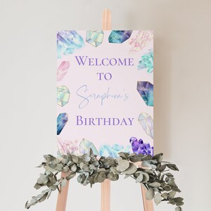 Crystal Gemstone Birthday Welcome Sign, Geode Birthday Welcome Poster ...