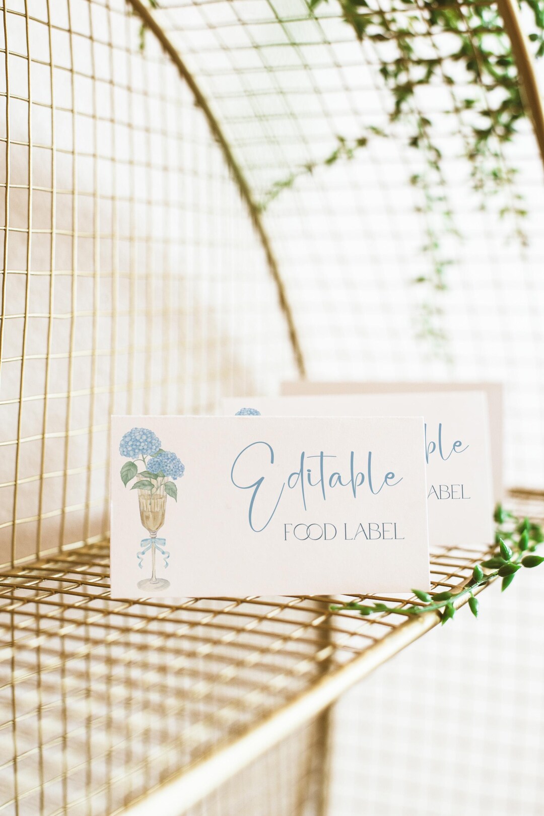 Blue Hydrangea Food Label, Bridal Brunch Place Card (digital) BDS58 - Etsy