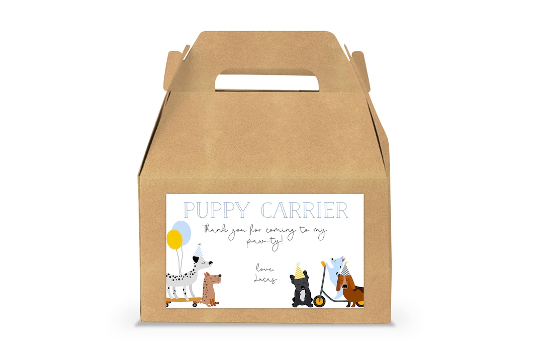 Editable Puppy Party Favor Box Label Template (digital Download) - Etsy