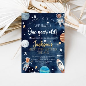 Space First Birthday Invitation, 1st Birthday Invite, INSTANT DOWNLOAD ...