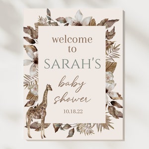 Modern Jungle Welcome Sign, Modern Safari Baby Shower Welcome Poster ...