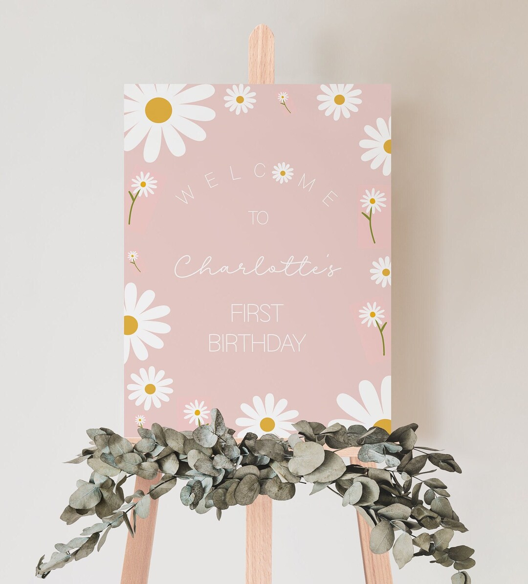 Editable Daisy Birthday Party Welcome Sign, Boho Daisy 1st Birthday ...
