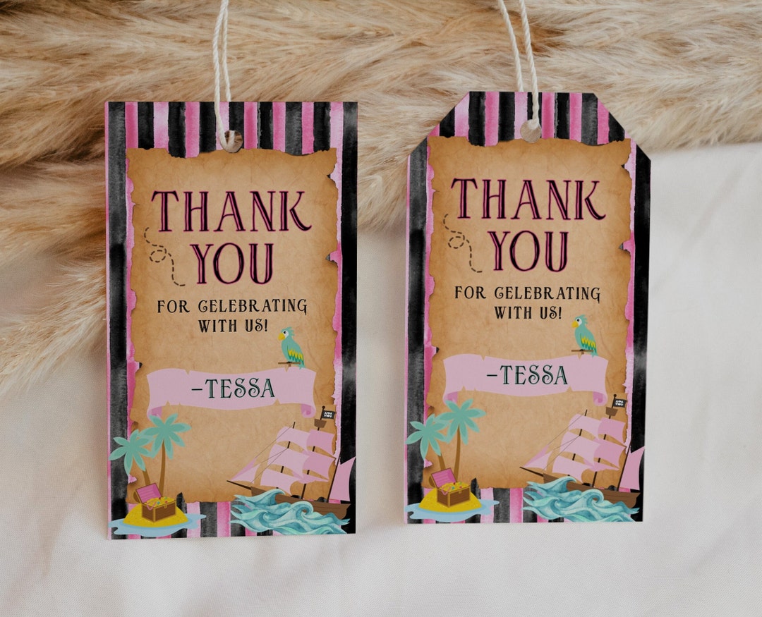 Editable Pirate Birthday Party Favor Tag, Pirate Ship Birthday Party ...