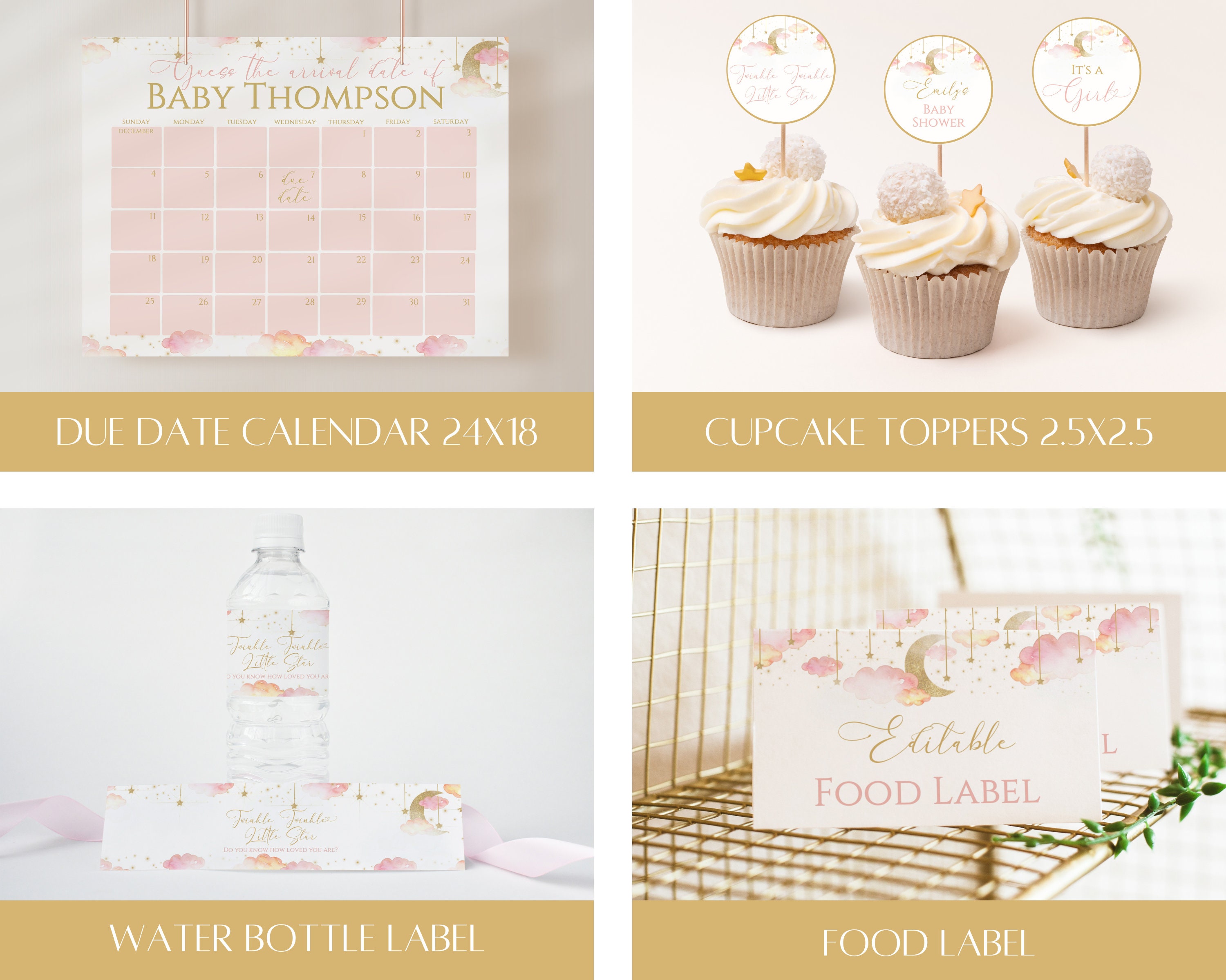 Editable Twinkle Twinkle Little Star Baby Shower Food Label - Etsy