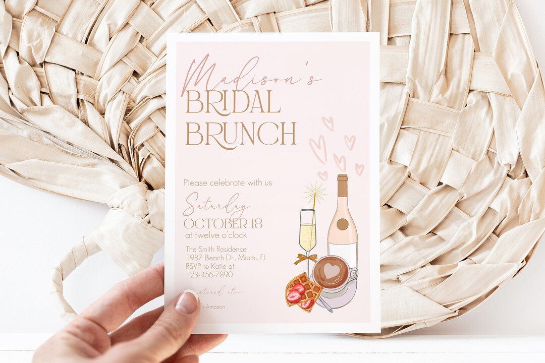 Bridal Brunch Invitation Template, Brunch and Bubbly (digital Download ...