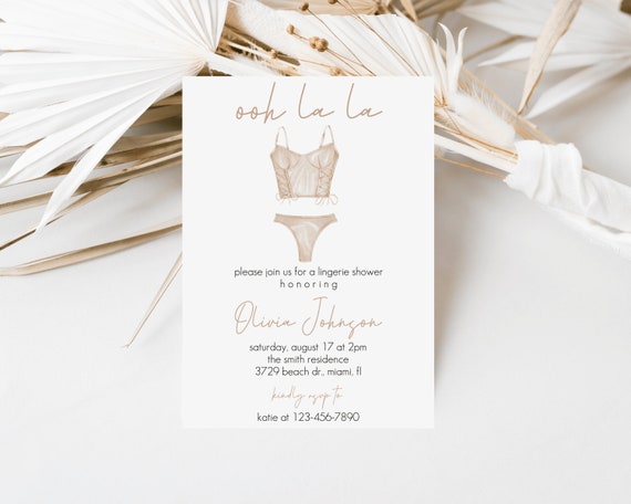 Editable Lingerie Shower Invitation Template Modern Lingerie Etsy