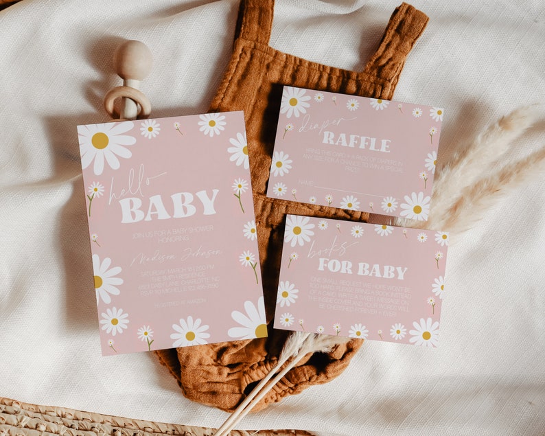 Editable Pink Daisy Baby Shower Welcome Sign Bohemian Daisy - Etsy