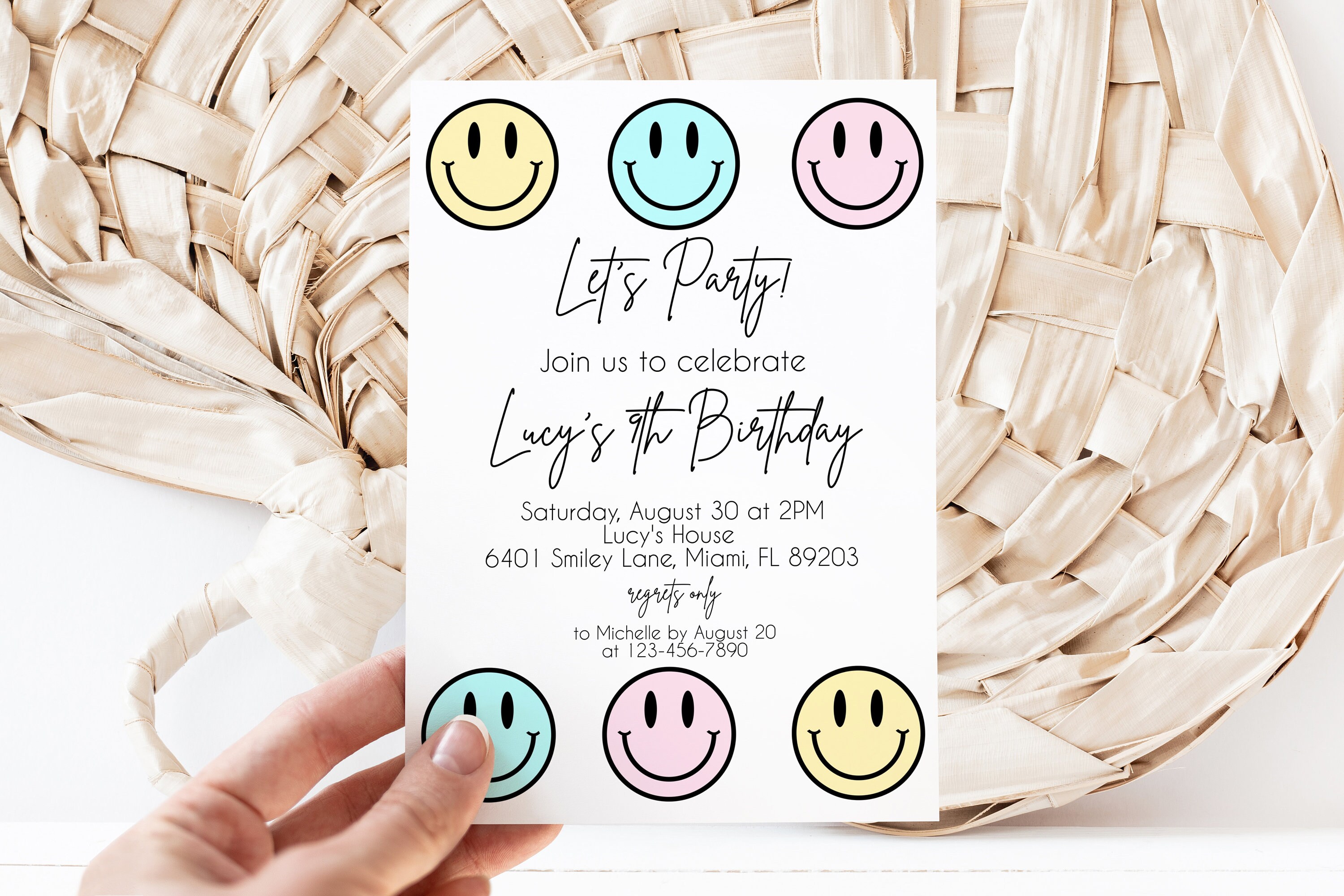 Smiley Face Party Invite - Etsy