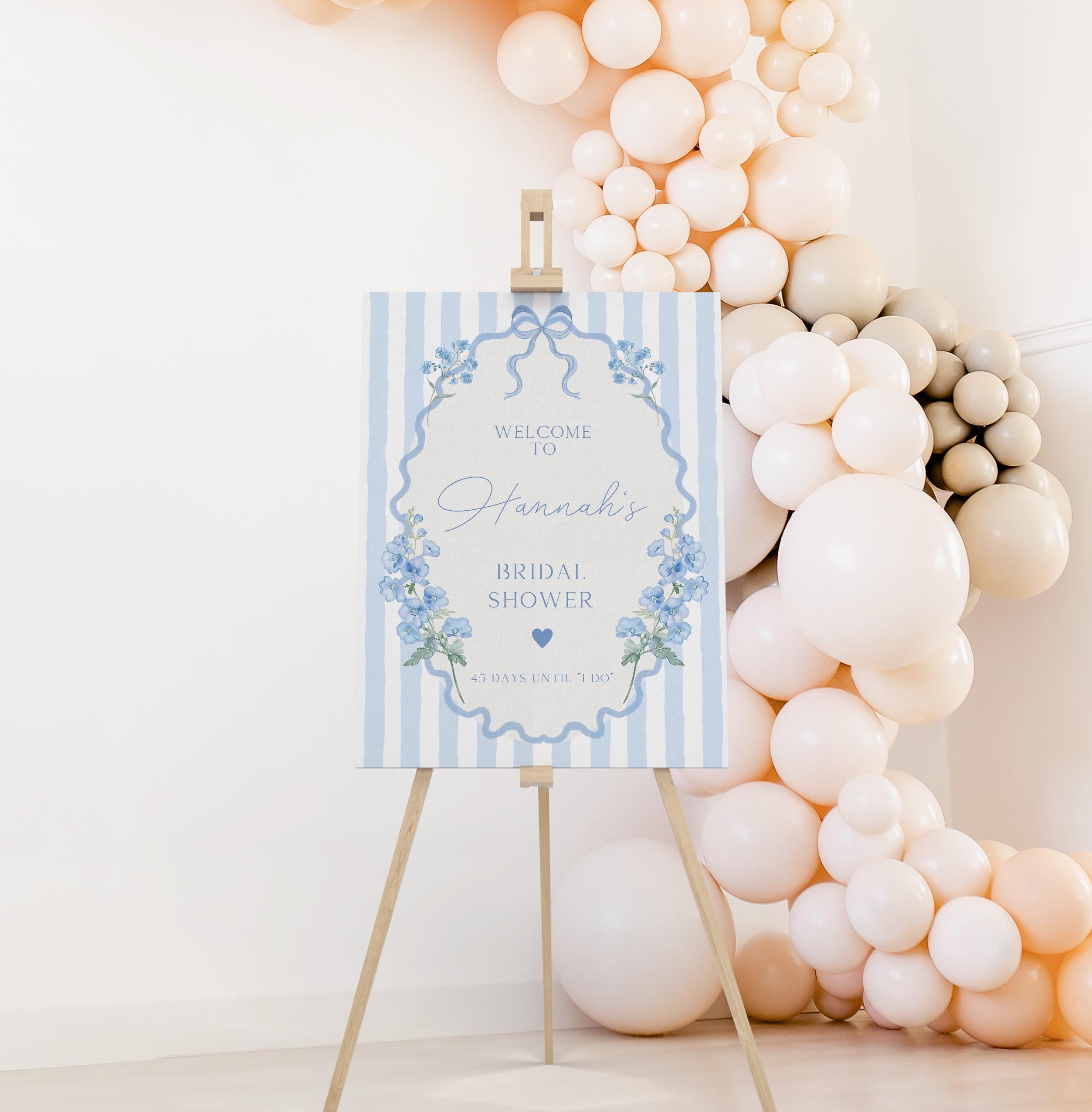 Vintage Blue Floral Welcome Sign Template, Vintage Blue Bow Entrance ...
