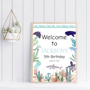 Editable Under the Sea Birthday Party Welcome Sign, Printable Poster ...