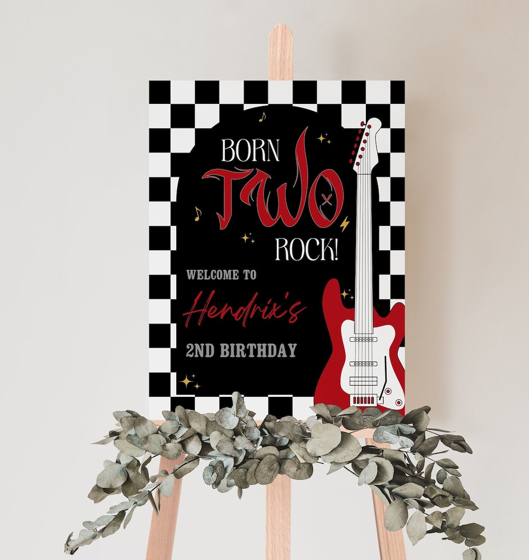 Rock Star Birthday Party Welcome Sign, Red Rock & Roll Birthday ...