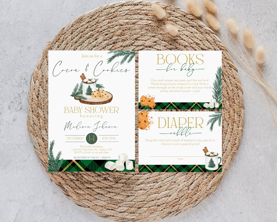Hot Cocoa Baby Shower Invitation Bundle, Winter Cookies (instant ...