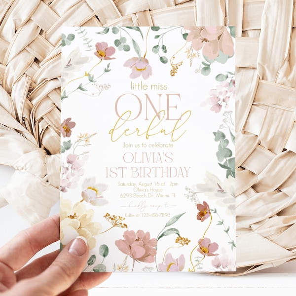 Dusty Rose Birthday Invitation - Etsy