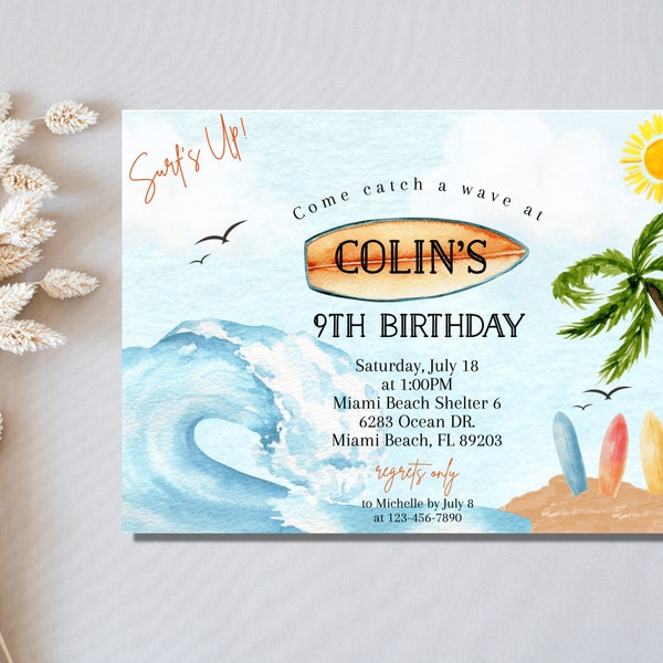 Surfing Invitation - Etsy