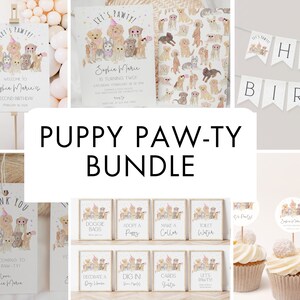 Editable Dog Birthday Party Welcome Sign, Girl Puppy Party Welcome ...