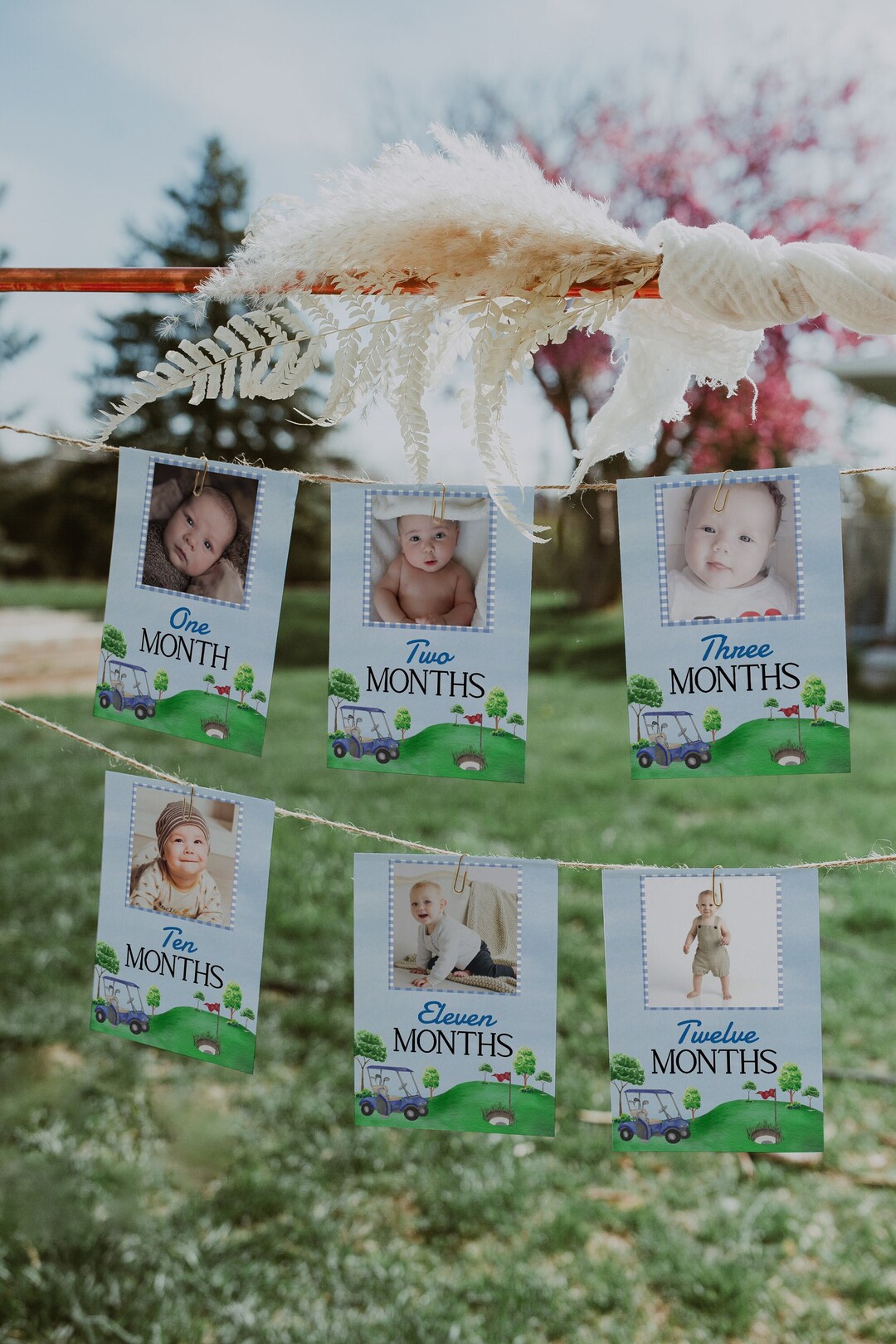 Editable Golf 1st Birthday Photo Banner, Golf Birthday Par-tee Decoration, Printable Boy Golf ...