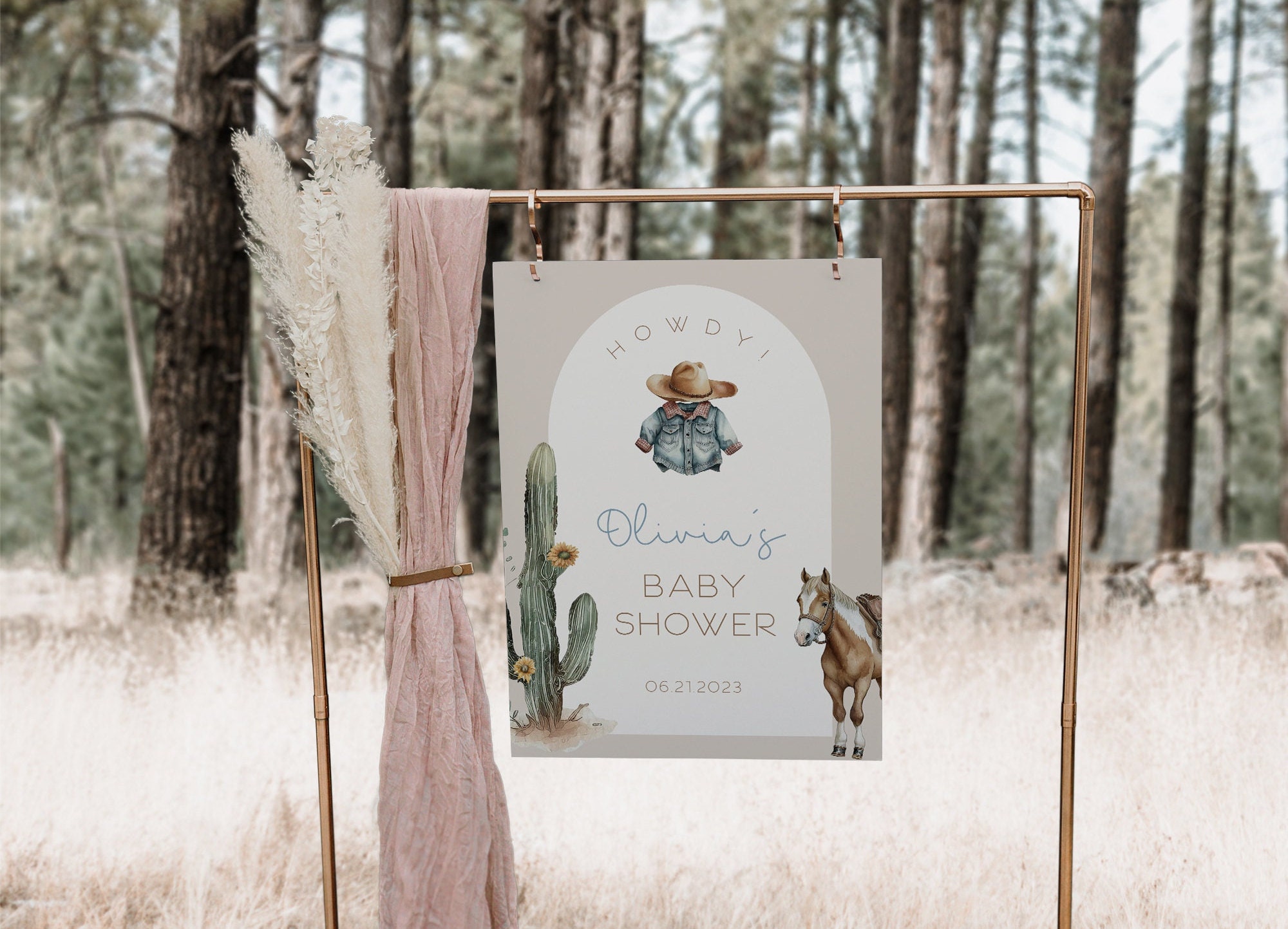 Cowboy Editable Welcome Sign Template Country Western Party - Etsy