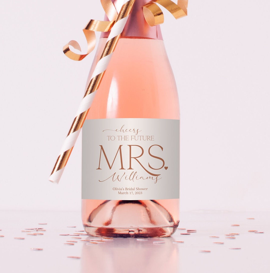 Minimalist Bridal Shower Mini Champagne Bottle Label (digital) CLP55 - Etsy