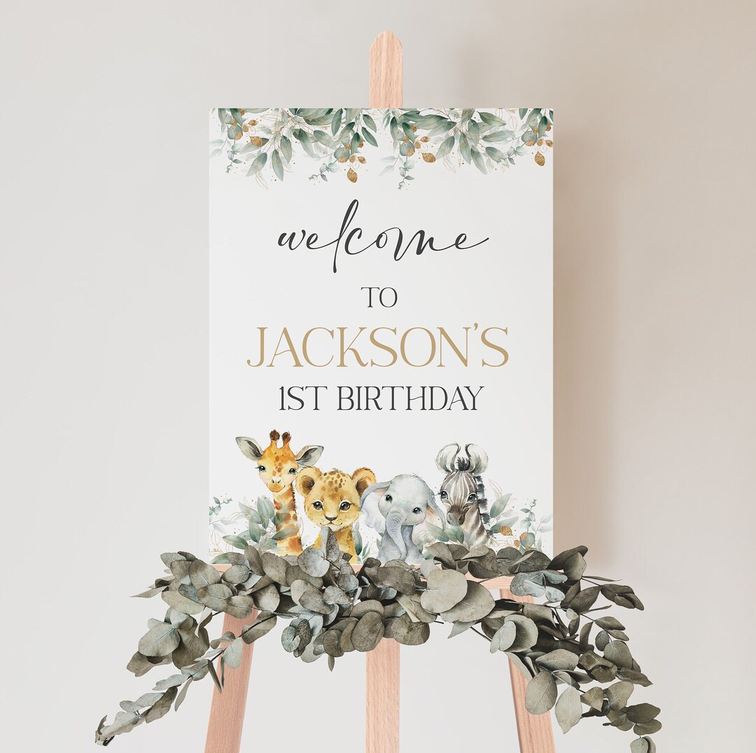 Editable Safari Animal Welcome Sign, Jungle Party Animal Welcome Poster ...