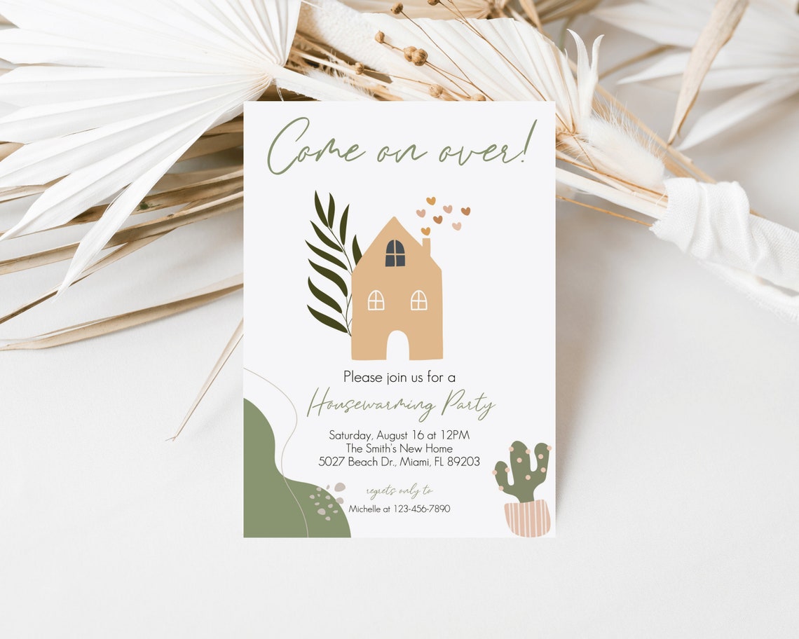 Boho Housewarming Party Invitation Template, Editable (digital Download ...