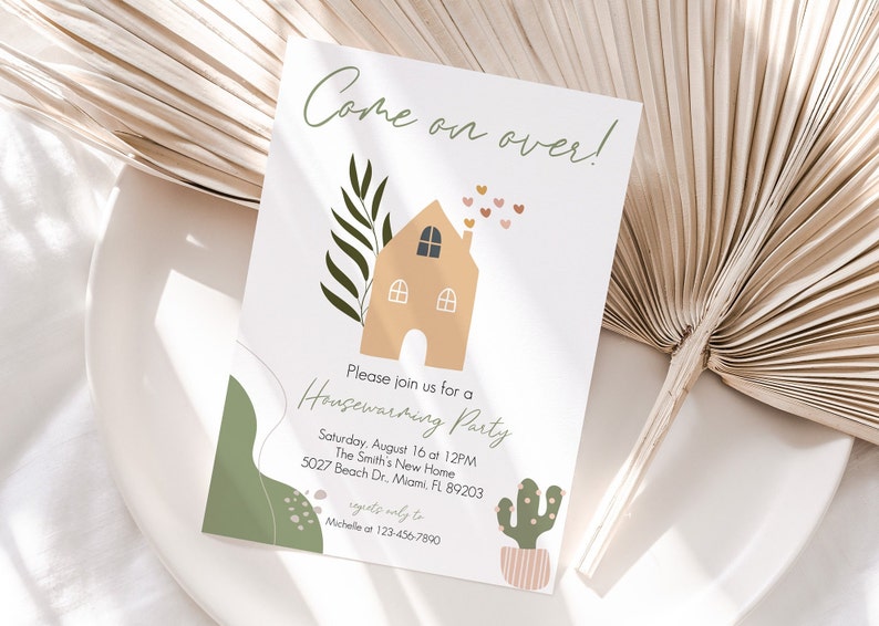 Boho Housewarming Party Invitation Template, Editable (digital Download ...
